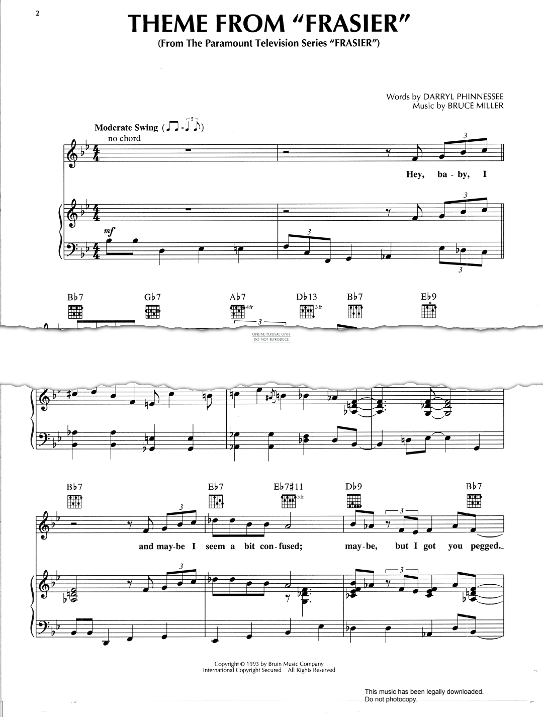 Theme from 'Frasier' - sheet music by Bruce Miller - fbd-34417 ...