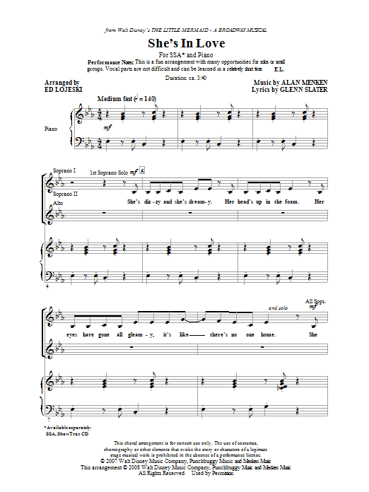 She's In Love (from The Little Mermaid) (arr. Ed Lojeski) - Online ...
