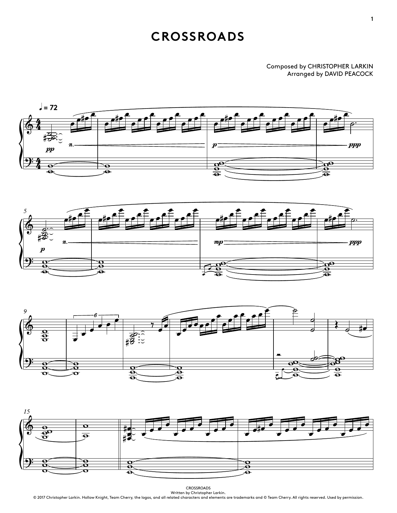 Crossroads (from Hollow Knight Piano Collections) (arr. David Peacock) - sheet music by ...