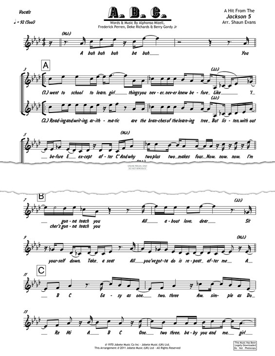 ABC - sheet music by The Jackson 5 - fbd-10737 | notendownload