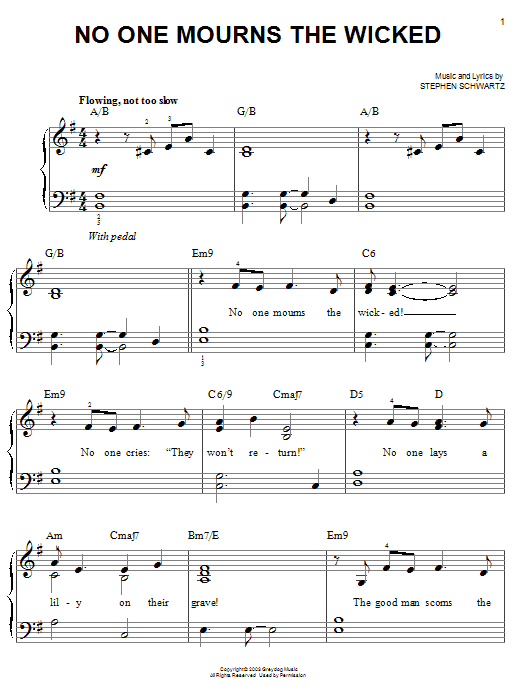 No One Mourns The Wicked (from Wicked) - Online Noten von Stephen ...