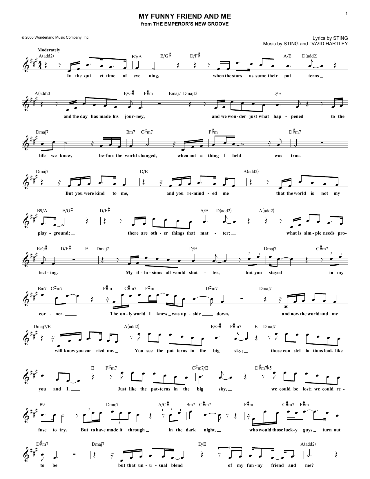 My Funny Friend And Me (from The Emperor's New Groove) (Sting) | Sheet ...