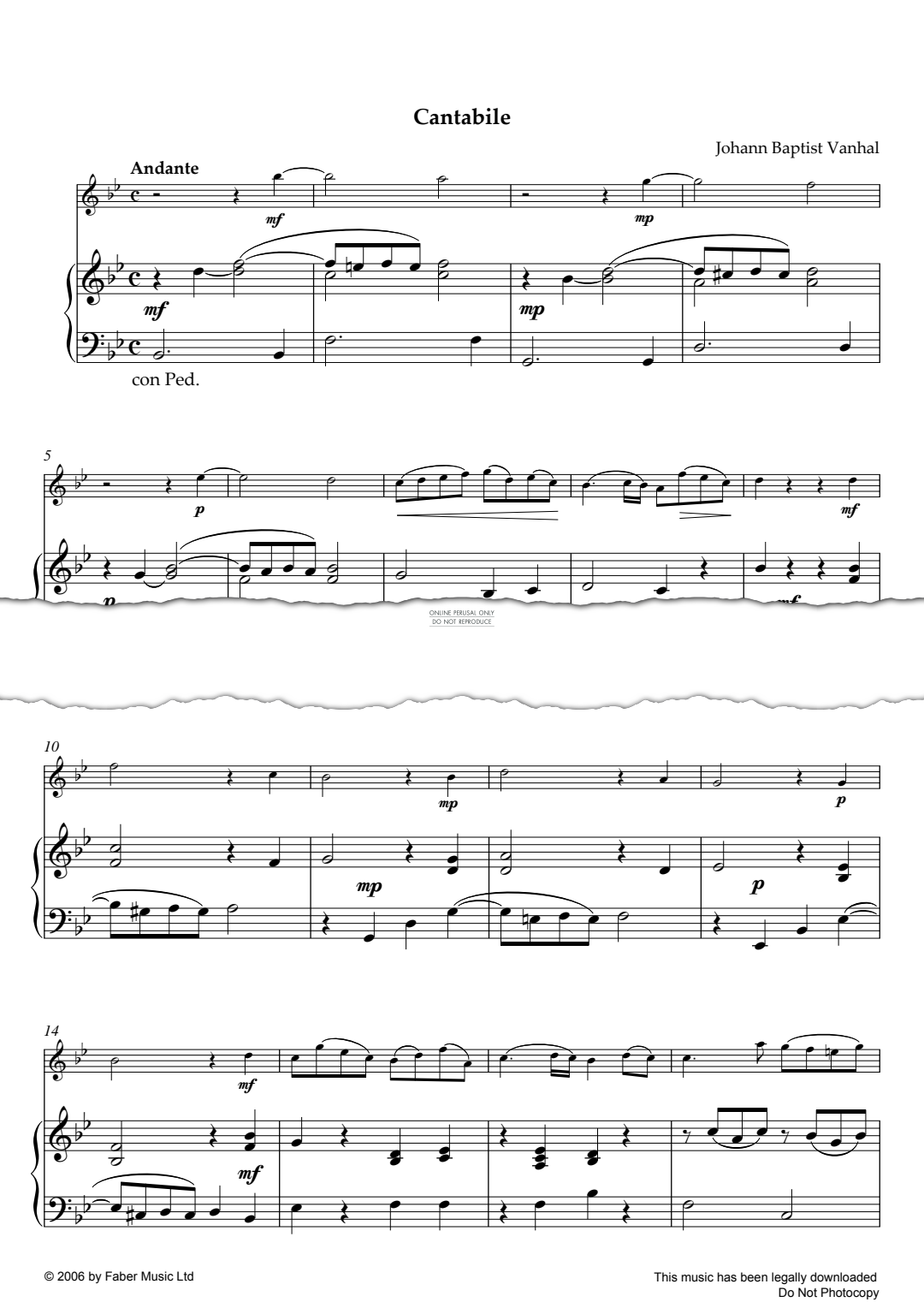 Cantabile - sheet music by Johann Baptist Vanhal - fbd-3200 | notendownload