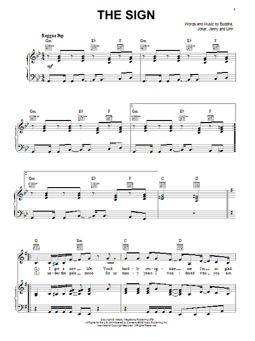The Sign (Ace Of Base) | Sheet Music: Piano, Vocal & Guitar Chords ...