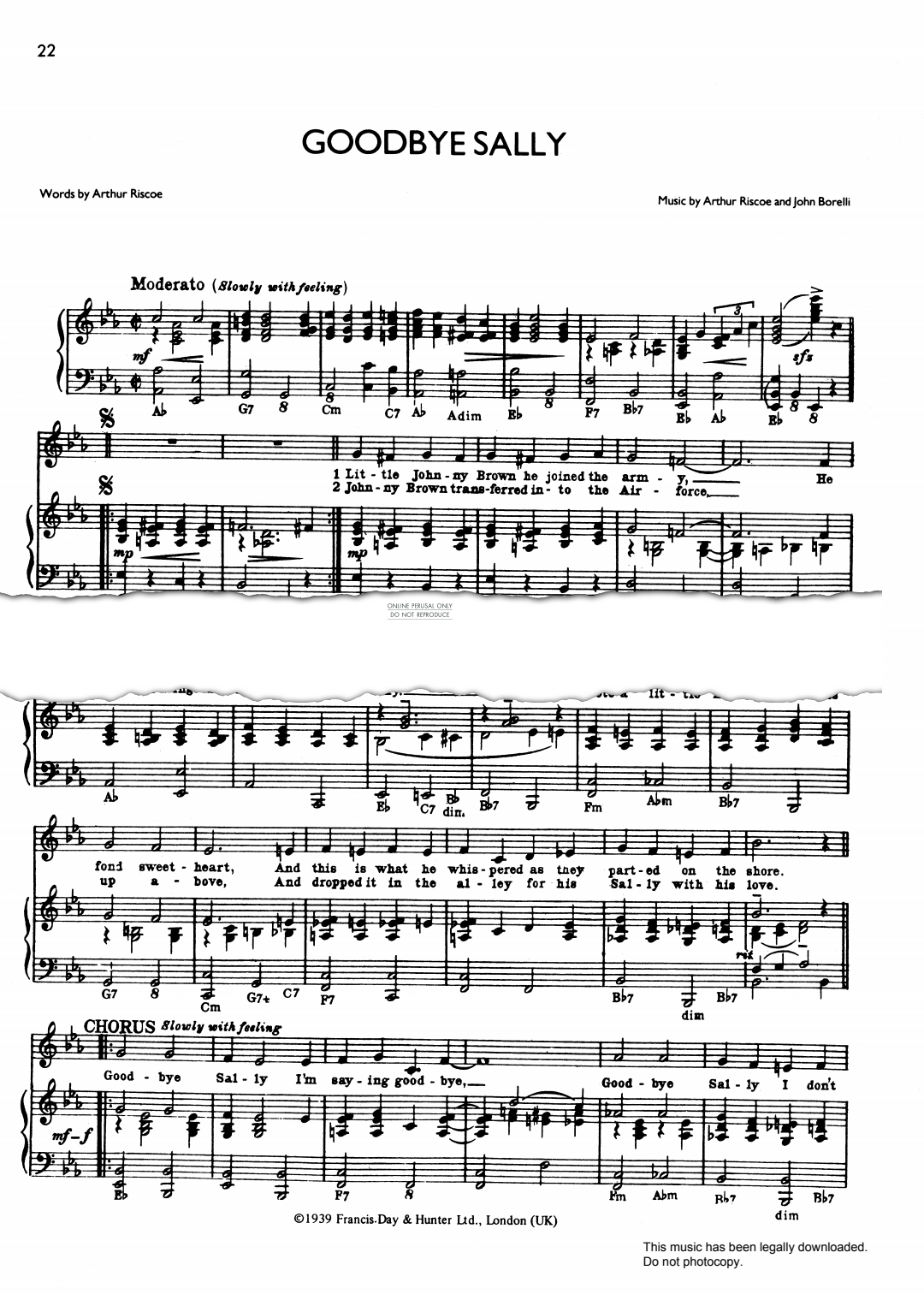 Goodbye Sally - sheet music by John Borelli - fbd-21354 | notendownload