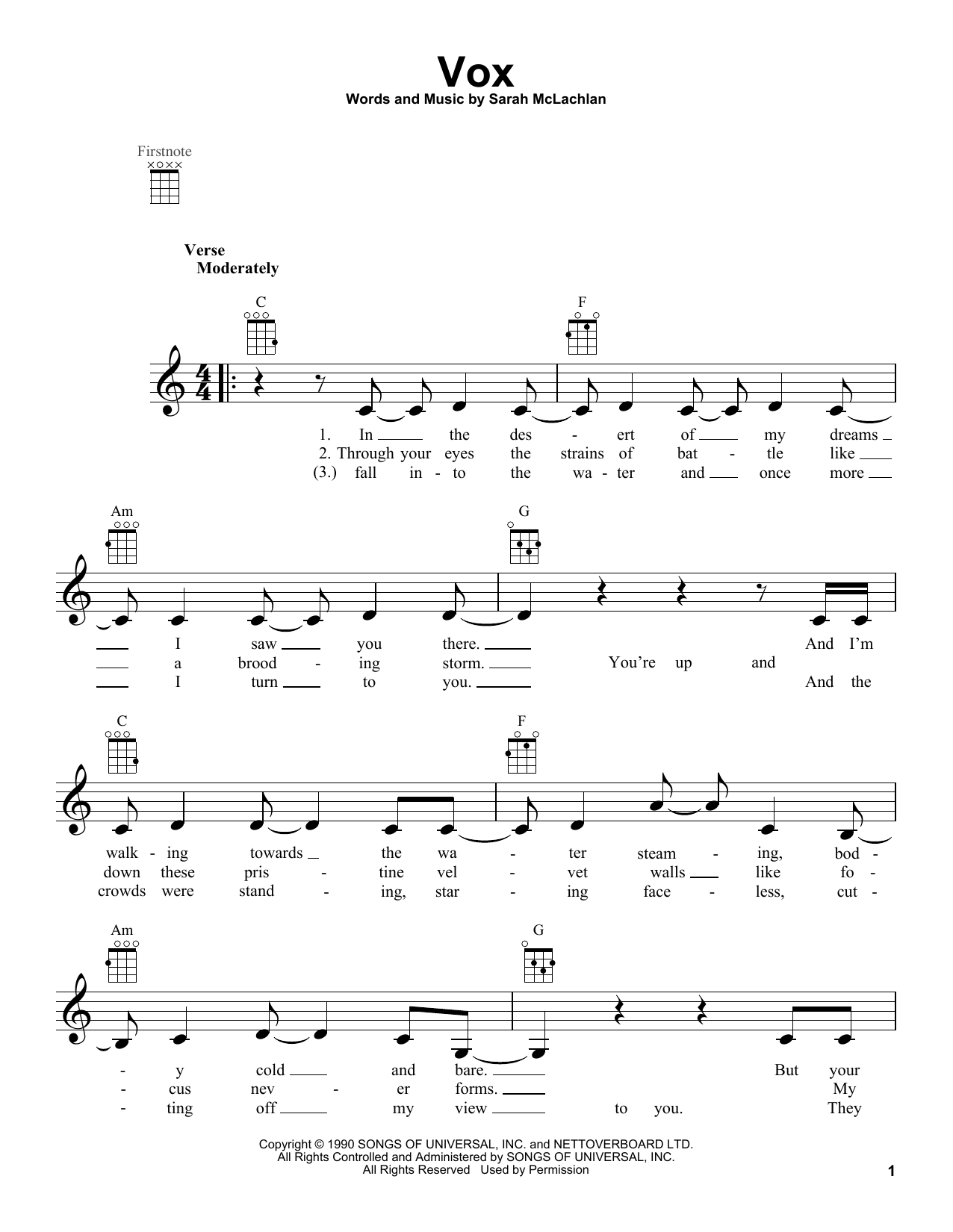 Vox - sheet music by Sarah McLachlan - smd-158342 | notendownload