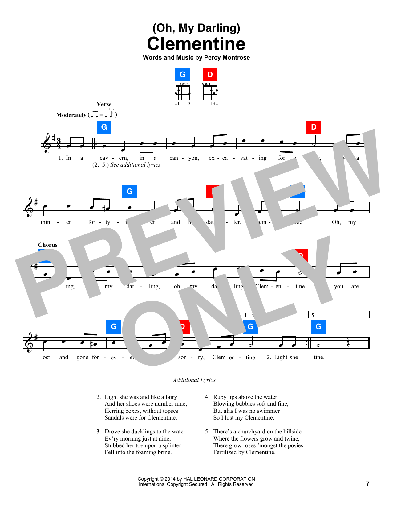 (Oh, My Darling) Clementine - Online Noten von Percy Montrose, Travis ...