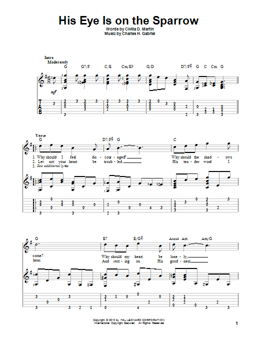 His Eye Is On The Sparrow - Online Noten von Mahalia Jackson - smd-82969 | notendownload