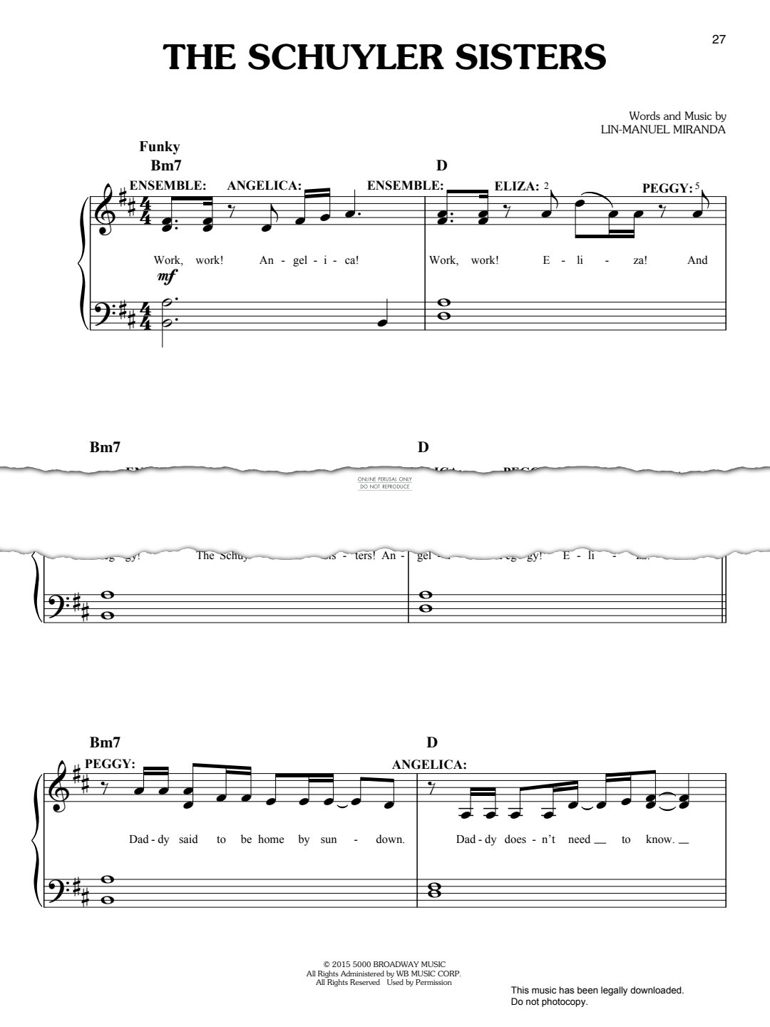 The Schuyler Sisters - sheet music by Lin-Manuel Miranda - fbd-33622 ...