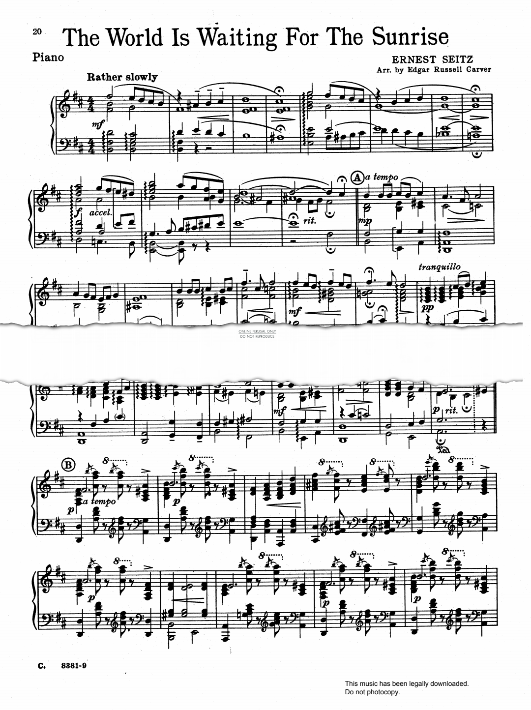 The World Is Waiting For The Sunrise (Ernest Seitz) | Sheet Music: Piano | PDF Download