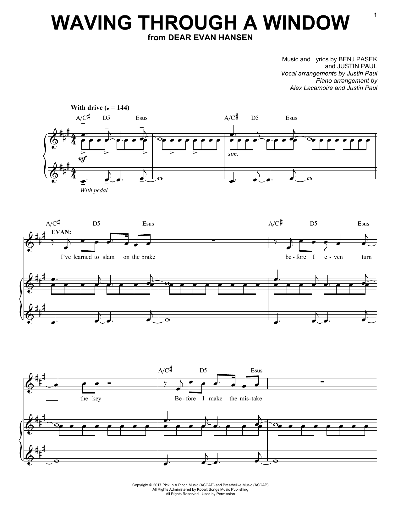 Waving Through A Window (Pasek & Paul) | Sheet Music: Piano & Vocal ...