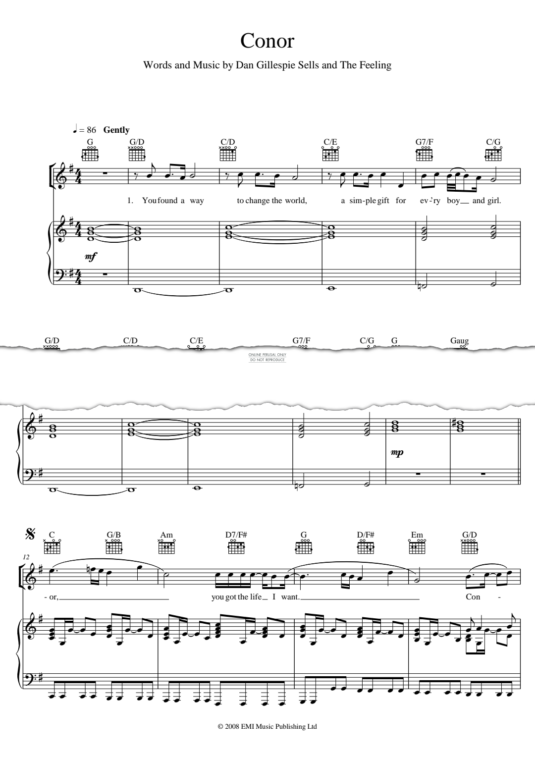 Connor - sheet music by The Feeling - fbd-3497 | notendownload