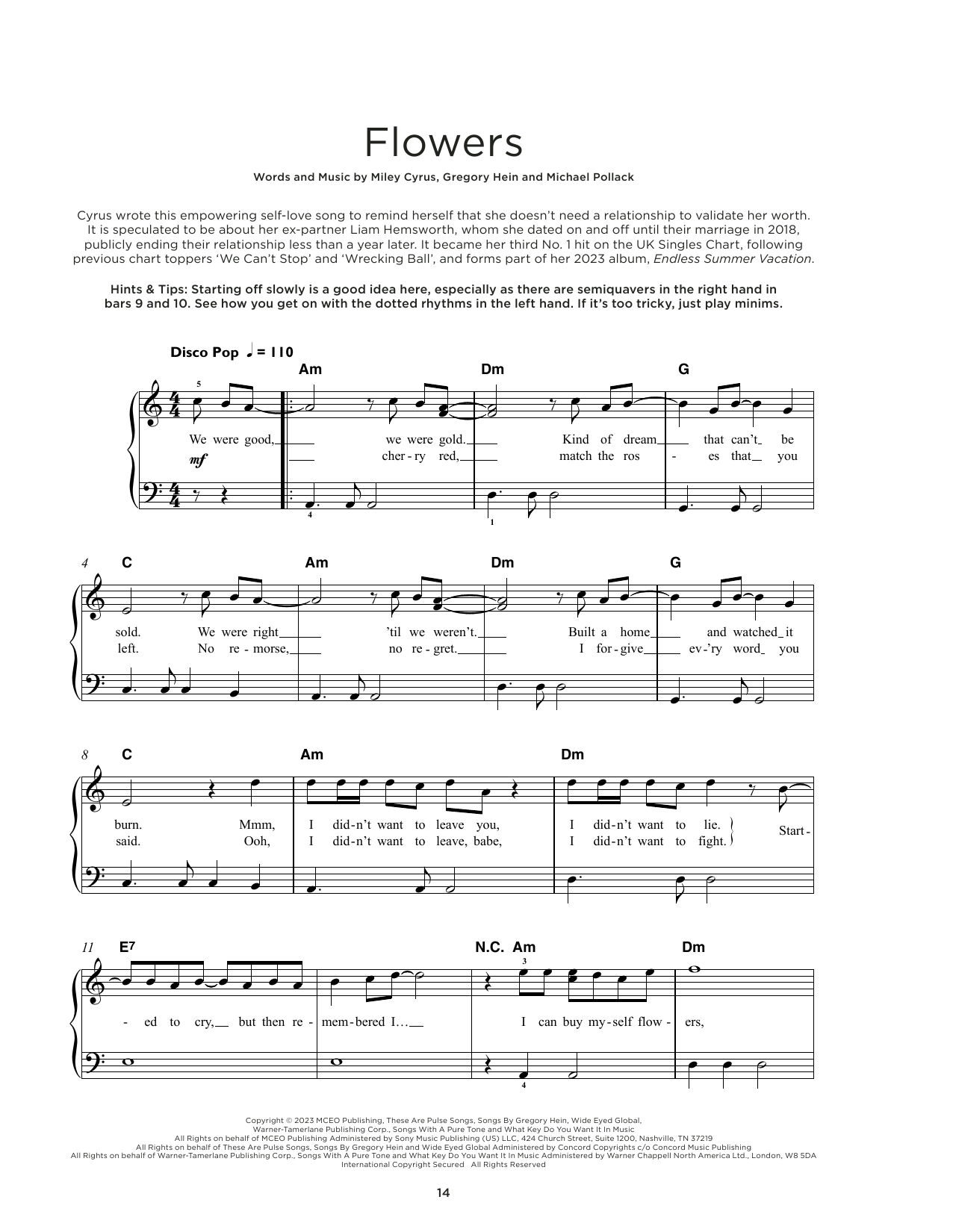 Flowers - Online Noten von Miley Cyrus - smd-1551422 | notendownload