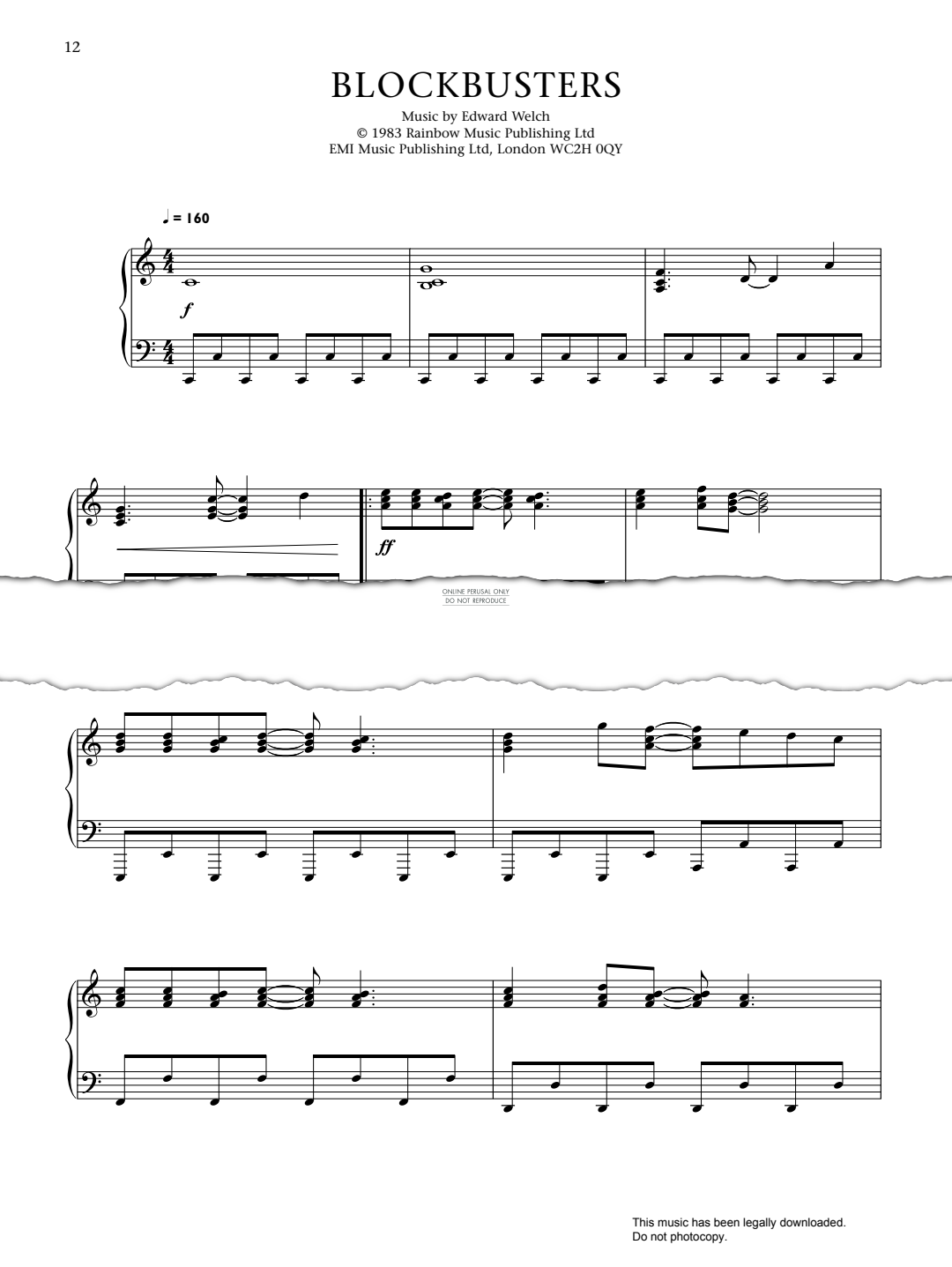 Blockbusters (Ed Welch) | Sheet Music: Piano | PDF Download