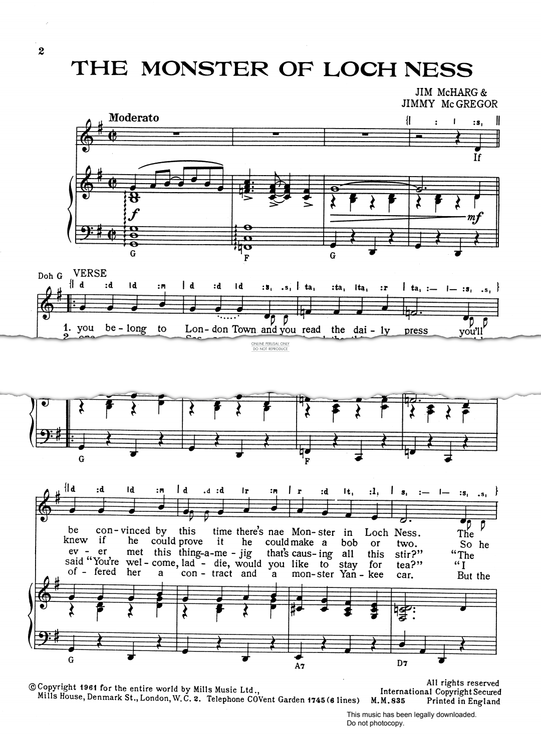 The Monster Of Loch Ness - Noten von Robin Hall - fbd-29293 | notendownload