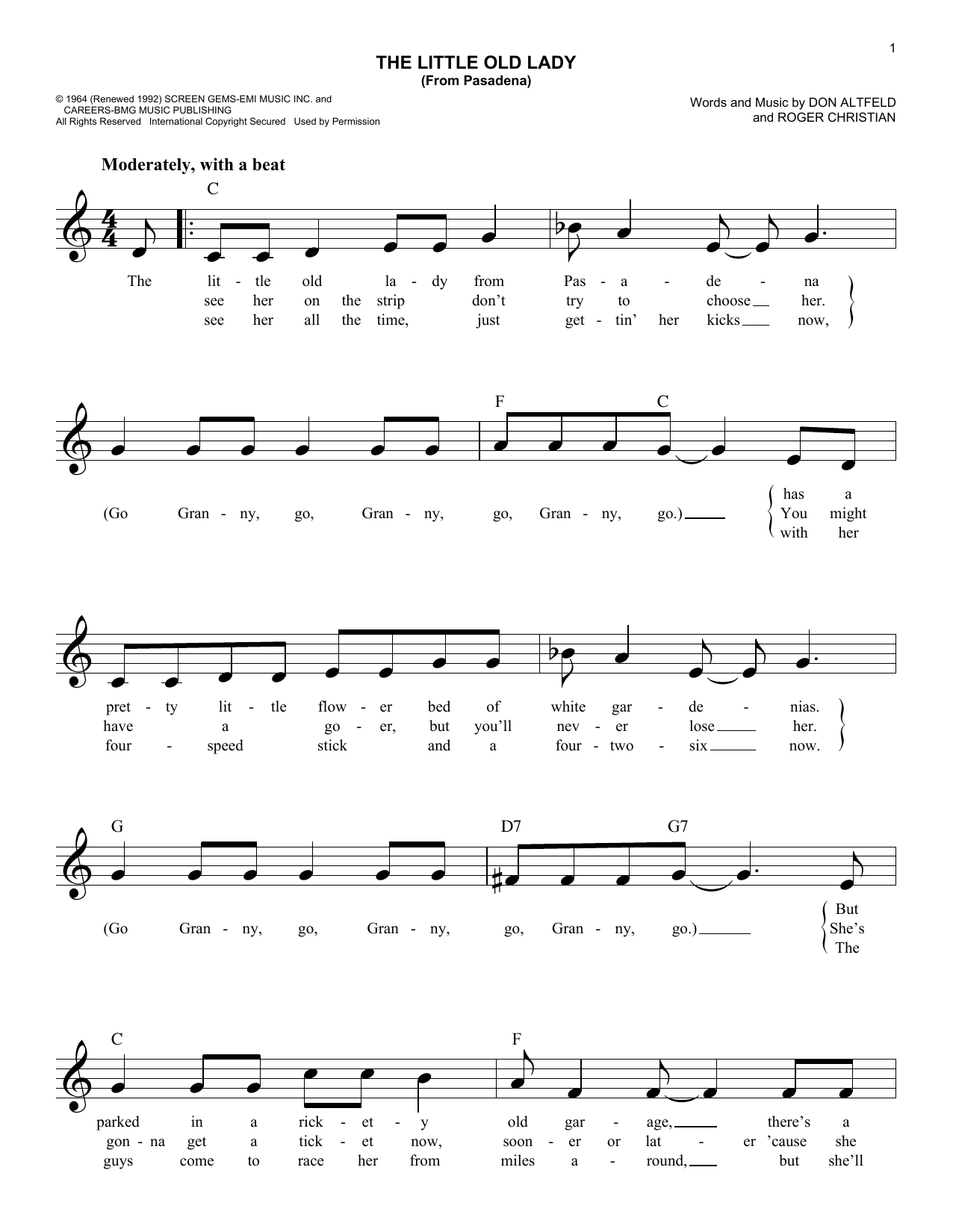 The Little Old Lady (From Pasadena) - sheet music by Jan & Dean - smd-193643 | notendownload