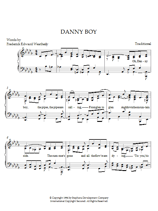 Danny Boy - sheet music by Frederick Edward Weatherly - smd-21570 ...