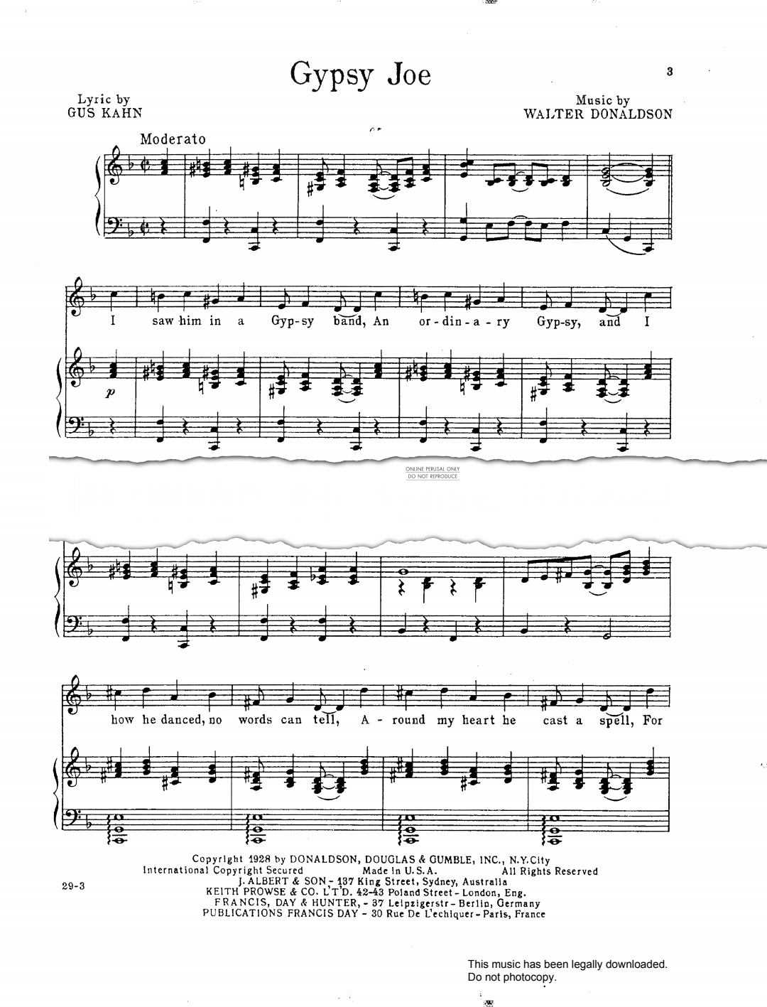 Gypsy Joe - sheet music by Walter Donaldson - fbd-34574 | notendownload