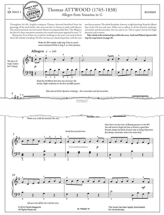 Allegro from Sonatina In G - sheet music by Thomas Attwood - fbd-23234 ...