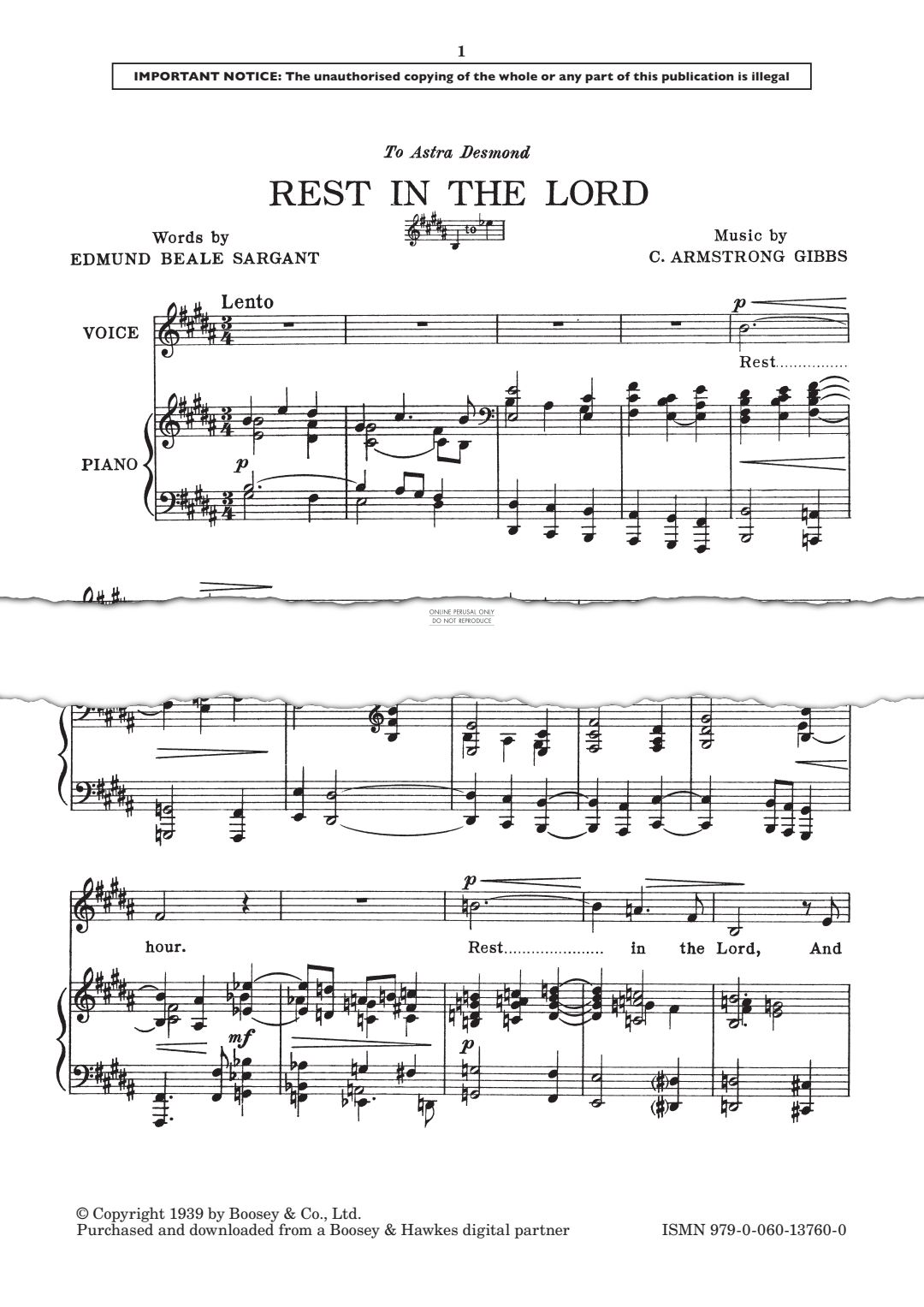 Rest in the Lord - sheet music by Cecil Armstrong Gibbs - fbd-40113 ...
