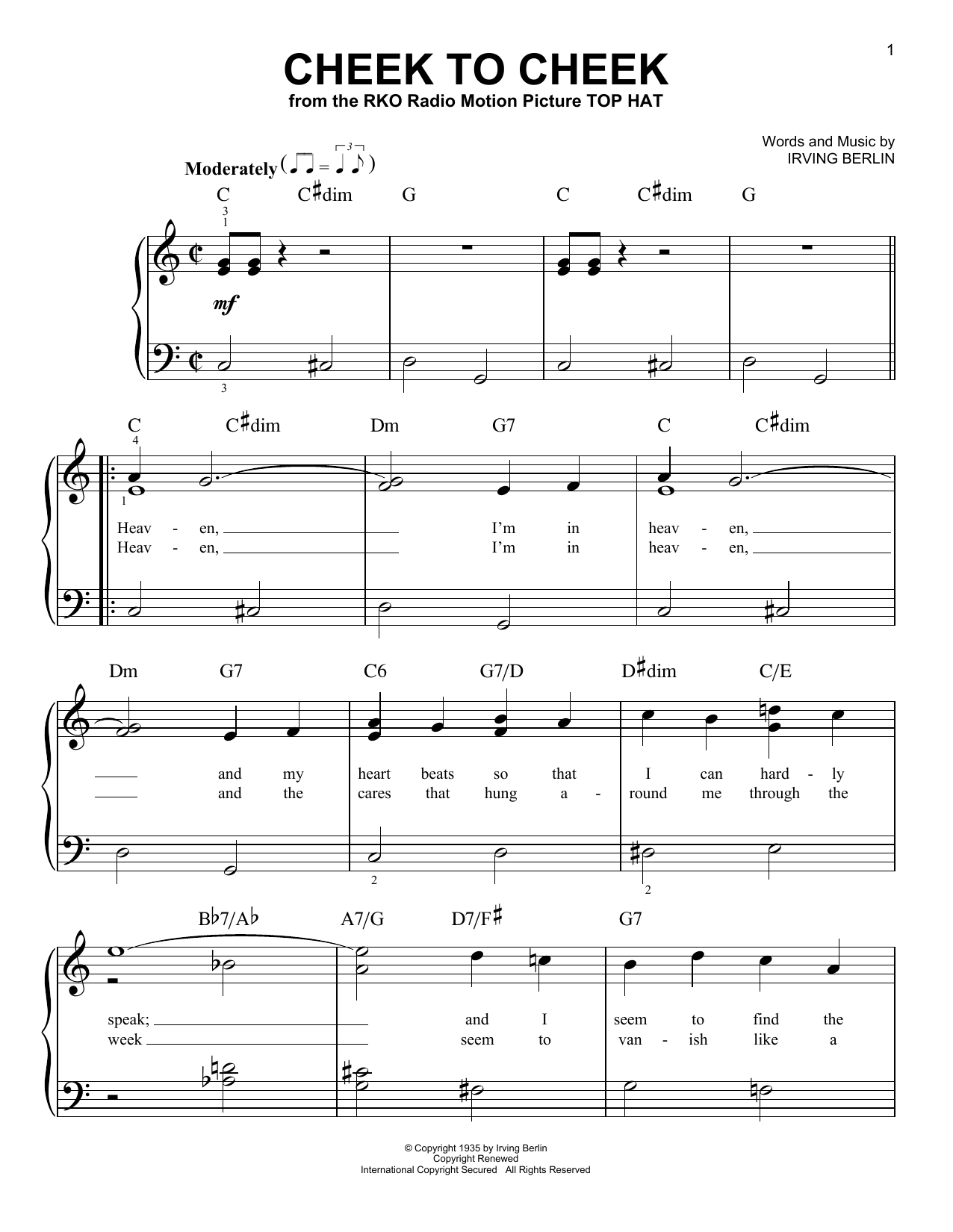 Cheek To Cheek - sheet music by Irving Berlin - smd-68635 | notendownload