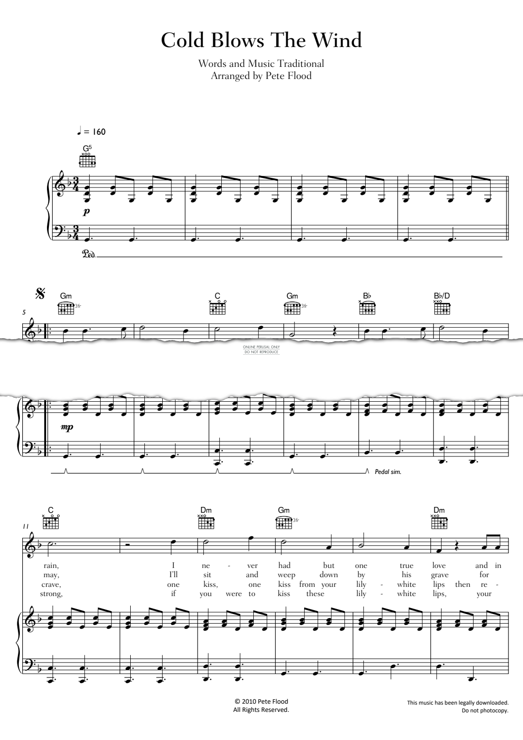 Cold Blows The Wind (Bellowhead) | Sheet Music: Guitar, Piano, Voice ...
