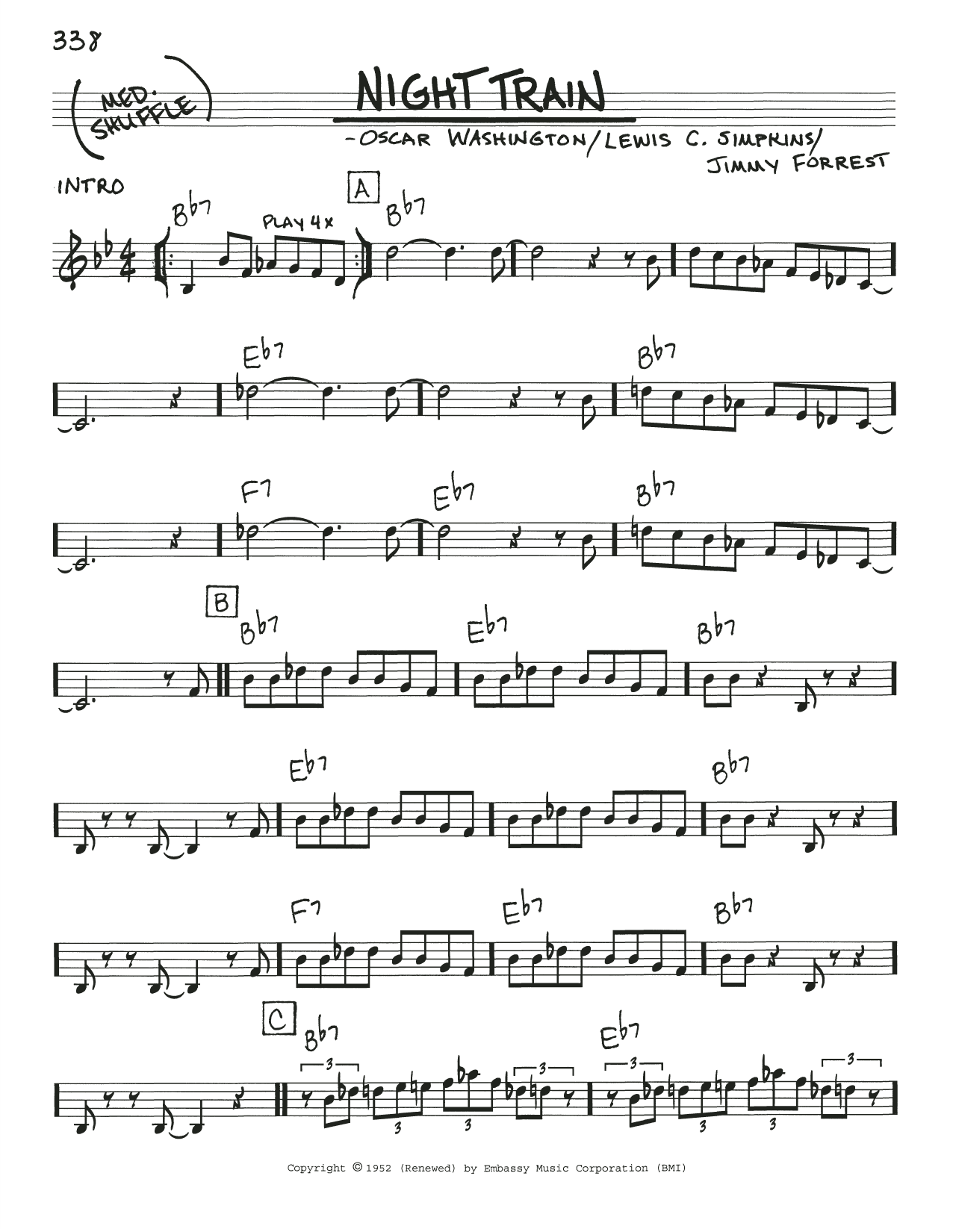 Night Train (Buddy Morrlow) | Sheet Music: Real Book – Melody, Lyrics ...