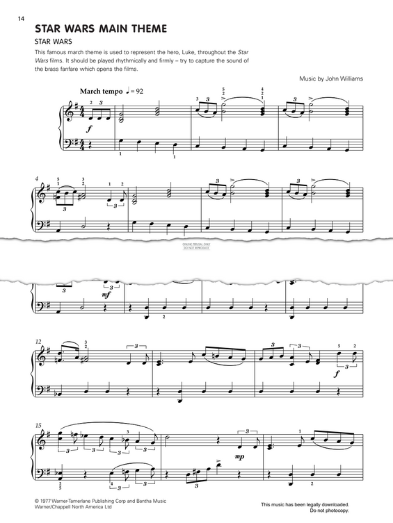 Star Wars (Main Theme) (John Williams) | Sheet Music: Piano | PDF Download