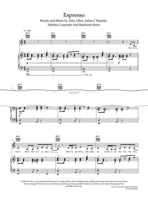 Espresso (Sabrina Carpenter) | Sheet Music: Guitar, Piano, Voice | PDF ...
