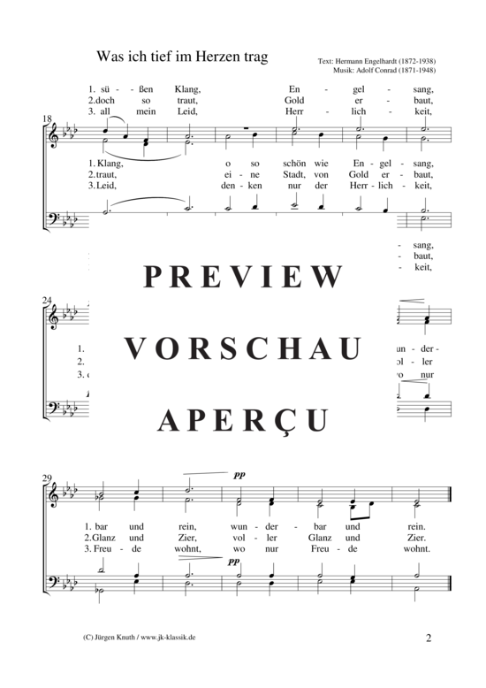 Was ich tief im Herzen trag (Adolf Conrad) | Sheet Music: mixed choir ...