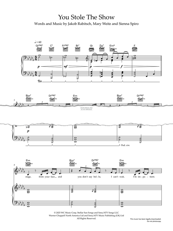 You Stole The Show (Sienna Spiro) | Sheet Music: Guitar, Piano, Voice ...