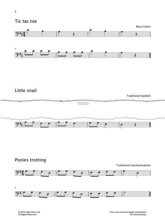Little Snail (Swedish Traditional) | Sheet Music: Cello | PDF Download