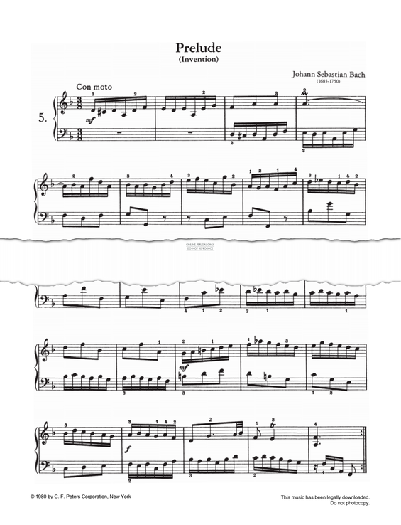 Prelude (Invention) (Johann Sebastian Bach) | Sheet Music: Piano | PDF ...