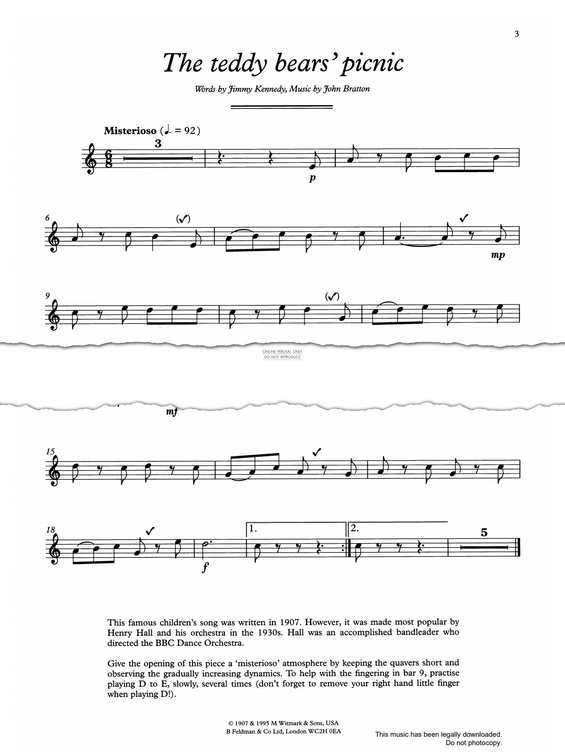 The Teddy Bears' Picnic (John Bratton) | Noten: Flute, Piano | PDF Download