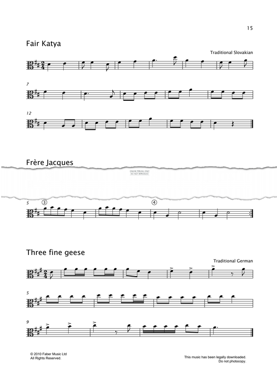 Frere Jacques (French Traditional) | Sheet Music: Viola | PDF Download