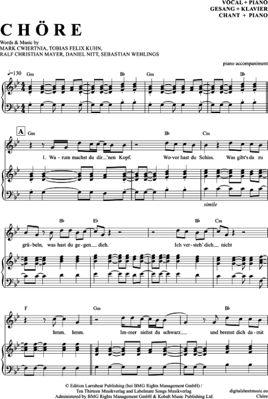 Chöre - Noten von Mark Forster - 7140421 | notendownload