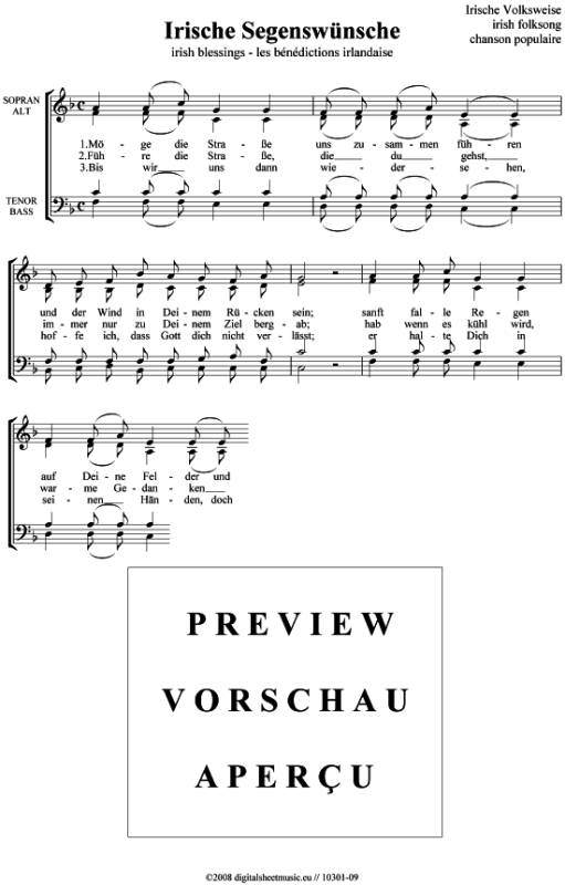 Irische Segenswunsche Text Und Noten