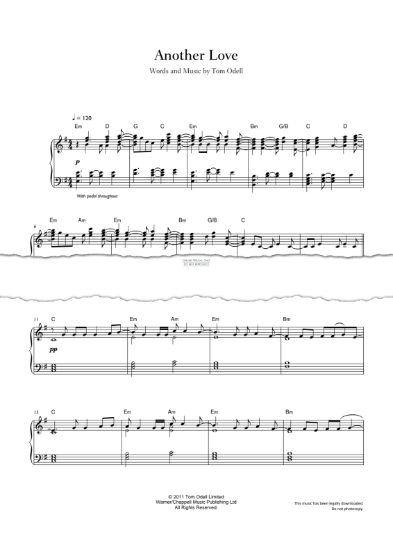 Another Love (Tom Odell) | Sheet Music: Piano | PDF Download