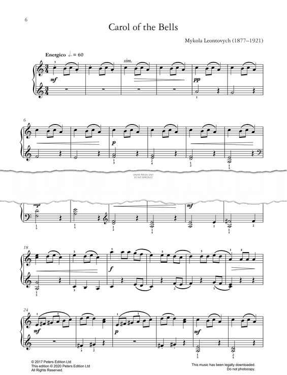 Carol Of The Bells (Mykola Leontovych) | Sheet Music: Piano | PDF Download