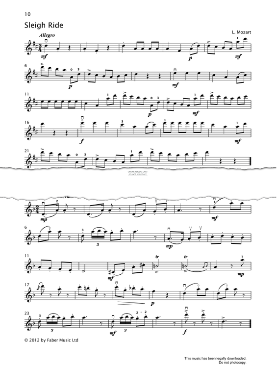 Sleigh Ride (Leopold Mozart) | Sheet Music: Violin | PDF Download