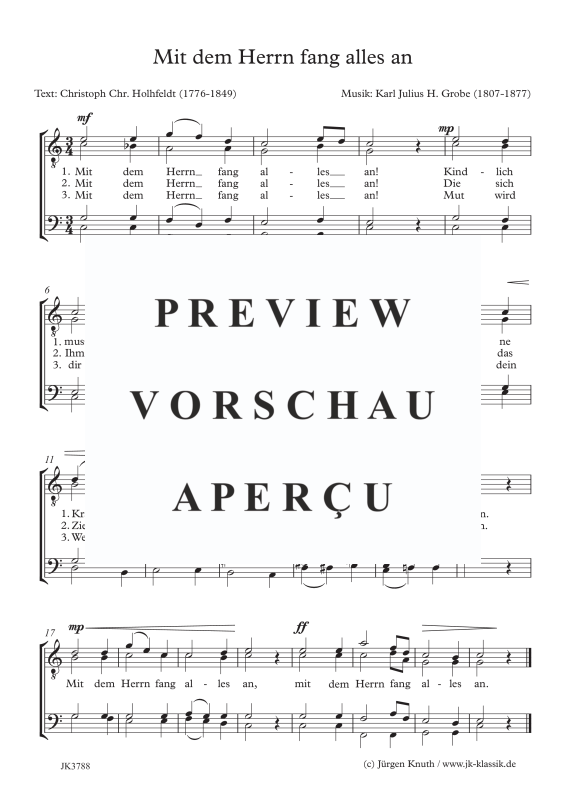 Mit dem Herrn fang alles an - Noten von Karl Julius Hermann Grobe ...