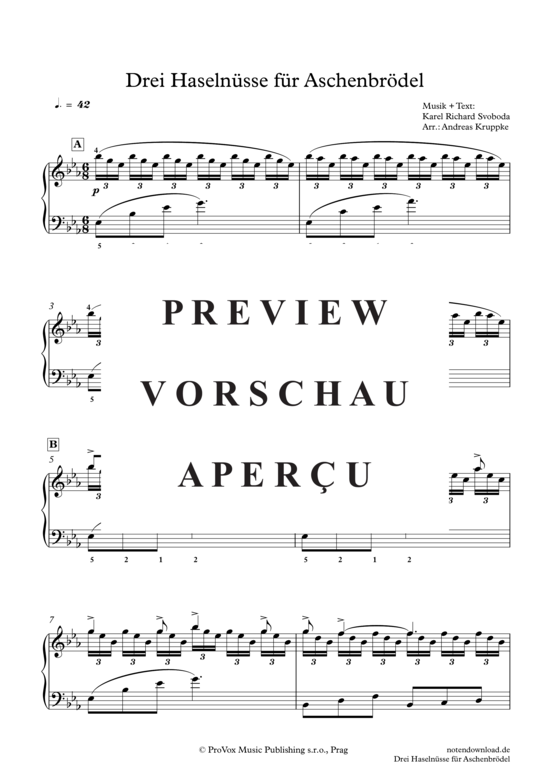 Drei Haselnusse Fur Aschenbrodel Klavier Noten