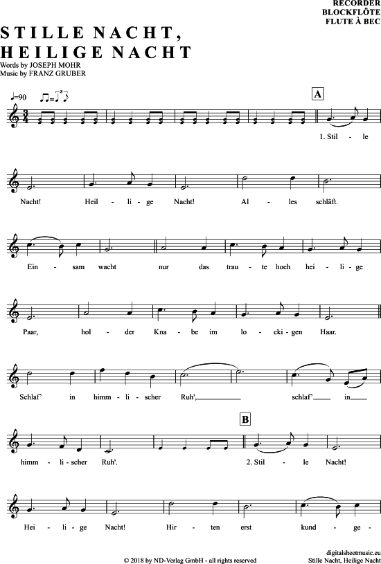 Flote Noten Stille Nacht