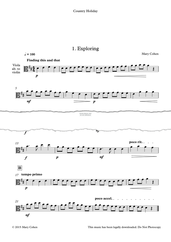 Country Holiday (Mary Cohen) | Sheet Music: Viola | PDF Download